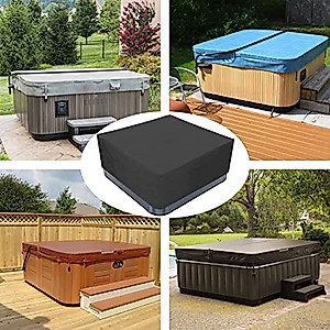 RTMX&kk Outdoor Square Hot Tub Cover Waterproof 210D Oxford Fabric UV Protection Garden SPA Cover for Hot Tub,Beige,220x220x90cm