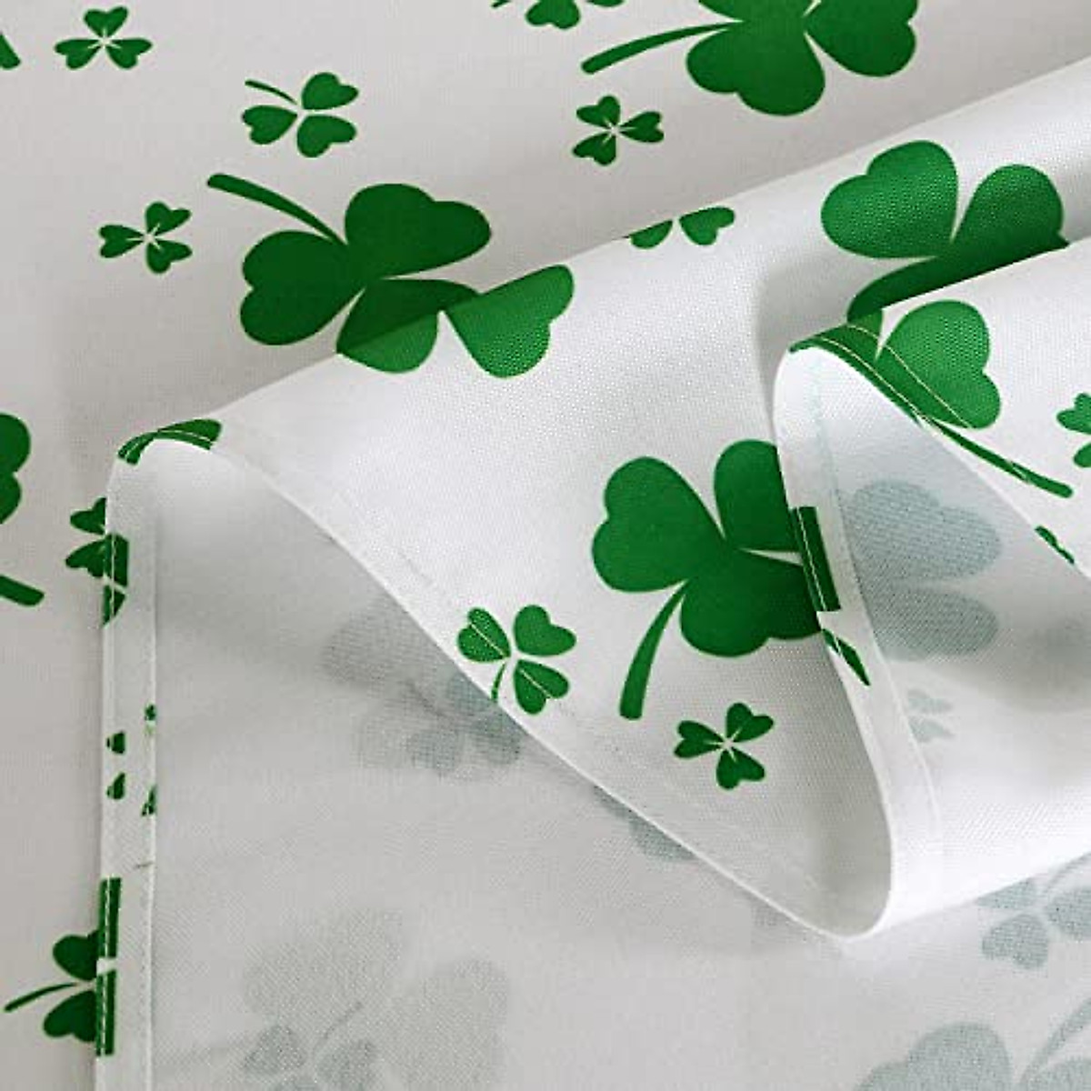 LUSHVIDA St.Patrick's Day Rectangle Table Cloth, 60 x 84 Inch, Shamrock Patterned Irish Clover Washable Microfiber Tablecloth Decorative Table Covers for Picnic Party, 100% Polyester, 150 GSM