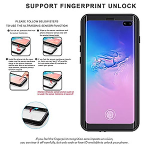 Lanhiem Samsung Galaxy S10 Case, IP68 Waterproof Dustproof Case with Built-in Screen Protector, Rugged Full Body Shockproof Protective Cover for Galaxy S10 6.1 inch (Black/Clear)