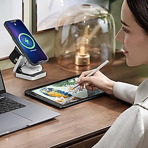 YeeCASE Foldable 3 in 1 Charging Station, Magnetic Wireless Charger, Fast Mag-Safe Charger Stand for iPhone 15 14 13 12 Pro/Max/Plus, for AirPods 3/2/Pro, for iWatch (Adapter Included) (Black)