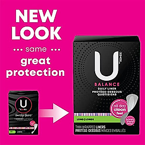 U by Kotex Barely There Thin Panty Liners, Light Absorbency, Long, Unscented, 450 Count (5 Packs of 90) (Packaging May Vary)