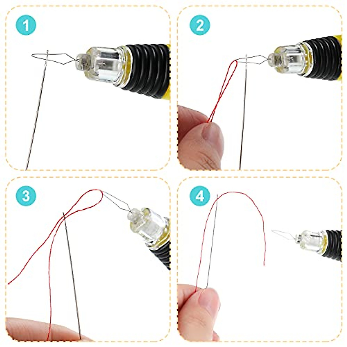 LED Needle Threader Sewing Tools Lighted Plastic Wire Loop DIY Needle Threader Hand Machine Sewing Tool for Sewing Crafting (2 Pieces)