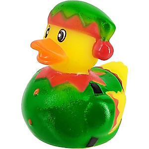 The Dreidel Company Christmas Holiday Rubber Duck Toy Duckies for Kids, Bath Birthday Gifts Baby Showers Summer Beach and Pool Activity, 2" (6-Pack)