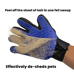 KAYOUBI Cat Litter Mat Litter Trapping Mat (Right Hand Pet Grooming Gloves Cat Brushes Included) Double-Layer Kitty Paw Design Kitty Mat (with Glove for GentleShedding) (WITH GLOVE, BLACK BLUE)