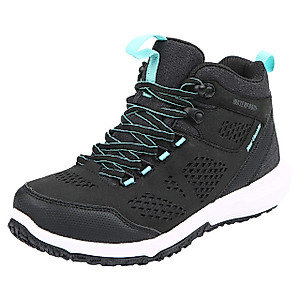 Northside Women's Benton Mid Waterproof Hiking Boot, Black/Aqua, 6.5