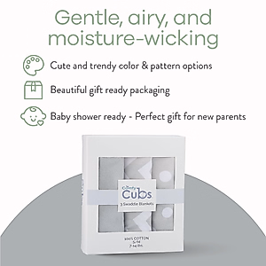 Comfy Cubs Swaddle Blanket Baby Girl Boy Easy Adjustable 3 Pack Infant Sleep Sack Wrap Newborn Babies (Small 0-3 Months, Grey)