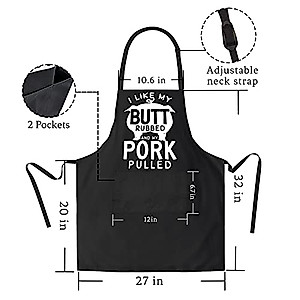 2-Pack Funny Balck Waterproof Aprons for Men Women With Pockets - Grilling Gifts for Dad, Husband, Fathers, Son, Boyfriend - Kitchen Bbq Chef Cooking Apron