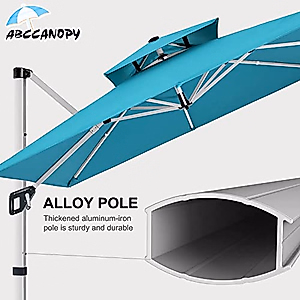 ABCCANOPY 10x13ft Patio Umbrella - Large Windproof Cantilever Umbrella with 360-degree Rotation,Outdoor Offset Rectangle Umbrella for Backyard Garden Deck Pool, Turquoise