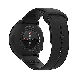 POLAR Unite Water Resistant Health Tracker GPS Smartwatch with Fitness Monitoring Tools; S-L, for Men or Women, Black