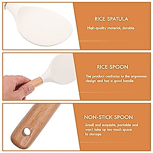 HEMOTON Silicone Rice Paddle Rice Spoon Nonstick Heat- resistant Rice Scooper Rice Spatula Cooking Utensil for Sushi Rice Mashed Potato White