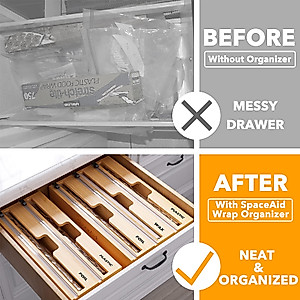 SpaceAid WrapNeat 2 in 1 Wrap Dispenser with Cutter and Labels, Bag Storage Organizer for Kitchen Drawer, (4 Pack)