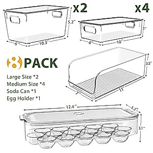 Refrigerator Organizer Bins-8 Pack Fridge Organizers and Storage Clear with Lids Stackable Storage Bins Plastic Clear Containers for Organizing for Kitchen Cabinet Pantry Bins