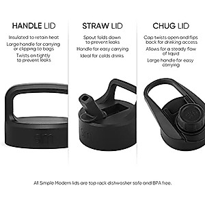 Simple Modern 1 Gallon 128 oz Water Bottle with Straw, Handle and Chug Lid Vacuum Insulated Stainless Steel Metal Thermos Bottles | Big Leak Proof BPA-Free Flask | Summit Collection | Midnight Black