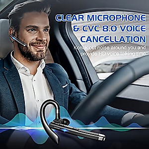 Bluetooth Headphones, Wireless Headset Wireless Headphone with Microphone, Handsfree Single Ear Headset with Case for Driver Trucker Office, Compatible with Android iPhone Laptop Bluetooth Earpiece