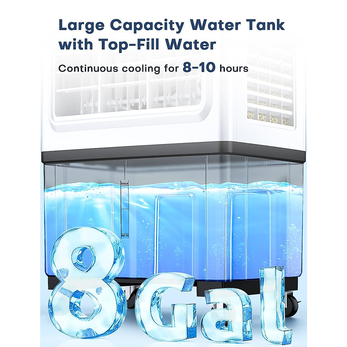 BALKO Evaporative Air Cooler, 2100CFM Windowless Air Conditioner w/7H Timer & Remote, 7H Timer & Remote, Portable for Room Garage Patio Black