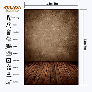 WOLADA 5x7FT Abstract Brown Wood Backdrops Newborn Photography Backdrop Retro Dark Wooden Floor Wall Backdrop Vintage Photo Backdrop Photographer Pictures Video Background Studio Props 10702