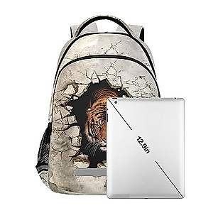 Sletend Durable Kids Backpack Boys Girls Elementary School Bags Tiger Animal School Book Bags for Teens Kindergarten Sturdy Lightweight Travel Gifts, Personalized Prints Student School Bag