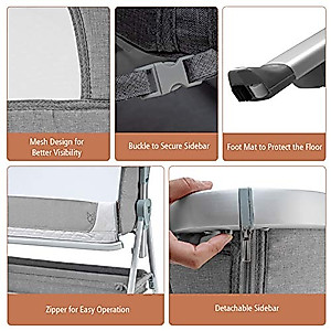 BABY JOY Bedside Bassinet, Portable Baby Crib w/Mattress, Two-Side Breathable Mesh, 7 Height Adjustable, Large Storage, Wheels for Easy Movement, Crib for Newborn Infant, Bassinet for Baby, Grey