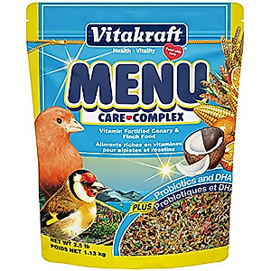 Vitakraft Menu Premium Canary and Finch Food - Vitamin-Fortified - Daily Food for Small Pet Birds Browns 2.5 Pound (Pack of 1)