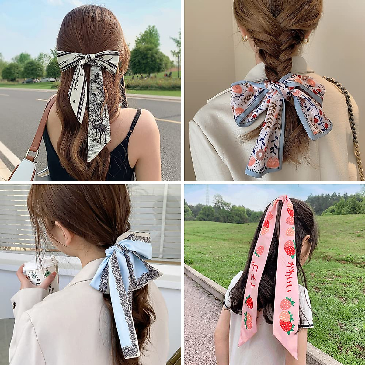 fashion ribbon scarf for hair 10 pcs hair scarf set chic polyester handbag handle ribbon scarf stylish hair headbands neck scarf neckerchief for women girls ladies