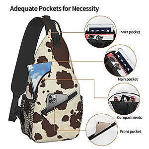 SWEET TANG Men Women Adults Shoulder Sling Backpack, Sport Pack, Compatible with Cow Print Fishing Bag, Chest Pack For Rover Sling Pack Trekking Hunting, One Size