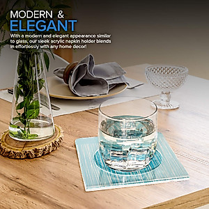 Modern Innovations Acrylic Napkin Holder (4 Count) - Crystal Clear Coasters with an Insert for Cocktail Napkins - Shatterproof and Water Resistant Coaster for Drinks