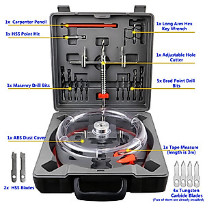 Lunarlipes Adjustable Hole Saw Cutter Kit 1-5/8" to 8" (40-200mm) Twin Blade Hole Saw with ABS Dust Shield for Making recessed Lights, Speaker Holes or Ventilation Holes