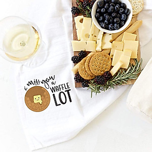 The Cotton & Canvas Co. I Miss You A Waffle Lot Soft and Absorbent Kitchen Tea Towel, Flour Sack Towel and Dish Cloth