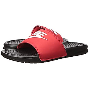 Nike Men's Benassi Just Do It Slide Sandal, Black/White-University Red, 13