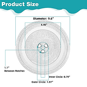 Gemroom 9.6" Small Microwave Glass Plate Replacement Universal Fit Farberware Galanz 245mm Microwave Turntable Tray, Also For 0.7 Cu.FT Retro Microwaves