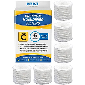 VEVA 6-Pack Premium Humidifier Filters - Replacement for HW Filter C, HC-888, HC-888N - Compatible with Cool Moisture Evaporative Humidifiers & HCM-890 Series