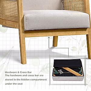 Yaheetech Accent Chair, Modern Armchair with Wood Legs, Mid Century Living Room Chair Linen Comfy Lounge Chair for Bedroom Reading Room, Set of 2, Beige