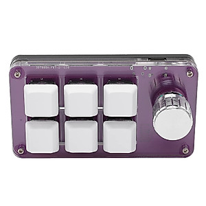 Tyenaza 6-Key Mini Keypad, One Handed Mechanical Gaming Keyboard Multifunctional Shortcut Programmable Macro Keyboard with Knob, Plug and Play