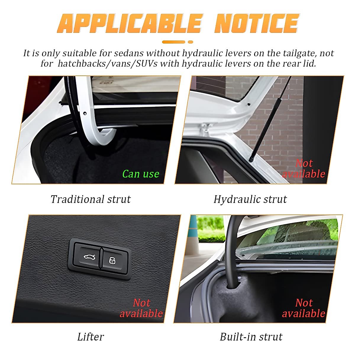 Car Trunk Lid Metal Spring, 2pcs Adjustable Auto Car Trunk Boot Lid, Automatic Lifting Spring Device, Stainless Steel Universal Lifter Accessory Open Tool for Remote-Controlled Auto Lid