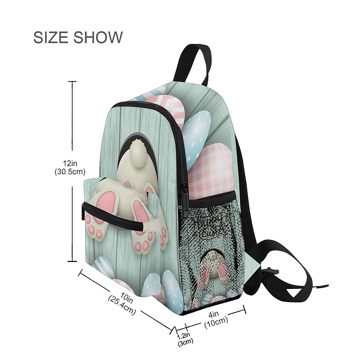 OREZI Happy Easter Backpack Eggs Bunny Rabbit Toddler Backpack with Chest Clip for Boys Girls Cute Kid's Bag Happy Easter Gift Toy Backpack