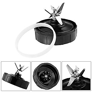 Replacement Parts for Ninja Blender 7 Fins Bottom Blade and 1 Gasket Rubber for Nutri Ninja Auto iQ BL482-30 BL492 BL642-30 NN102 BL687CO-30 BL2013 (Blade Updated)