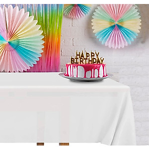 DecorRack 2 Rectangular Tablecloths BPA-Free Plastic, 54 x 108 inch, Dining Table Cover Cloth Rectangle for Parties, Picnic, Camping and Outdoor, Disposable or Reusable in White (2 Pack)