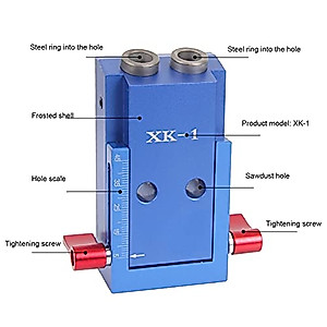MISNODE Woodworking Inclined Hole Positioner Aluminum Alloy 15 Degree Drill Guide Dowel Jig Kit Hole Punch Locator Kit Hole Locator Positioner for Woodworking Punching