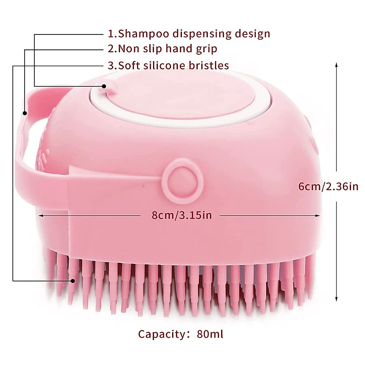 Pet Bath Massage Brush Puppy Dog Cat Grooming Cleaning Soft (Pink)