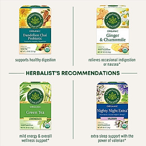 Traditional Medicinals Organic Chamomile & Lavender Herbal Tea, Settles Nervous System, (Pack of 6) - 96 Tea Bags Total