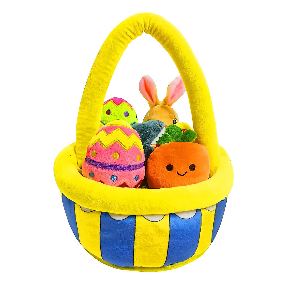 Cherislpy 7 Pcs Easter Plush Basket Goodie Bags Stuffers Plushies Playset Basket Fillers Toys for Party Favor, Plush Easter Bunny Eggs for Kids