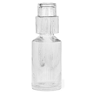 Red Co. Textured Round Clear Glass Bedside Water Serving Carafe with Tumbler – 2-Piece Beverage Set