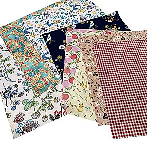 levylisa Pre Cut Assorted Printed Cotton Fabric Patchwork Fabric Quarter Bundle Patchwork Quilting Fabric Sets Sewing Fabric Patchwork Flower Dots DIY Quilting Handmade Craft 11.8” x 11.8”