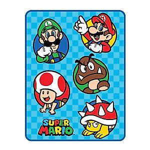 Franco Nintendo Super Mario Kids Bedding Super Soft Micro Raschel Throw, 46 in x 60 in, (Official Licensed Product)