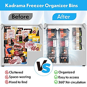 Kadrama Freezer Organizer Bins, 4 Pack Stackable Chest Freezer Organizer for 5 and 7 Cu.FT Deep Freezer Metal Wire Storage Basket with Side Handles Pantry Organization Bins, Get Food Easily