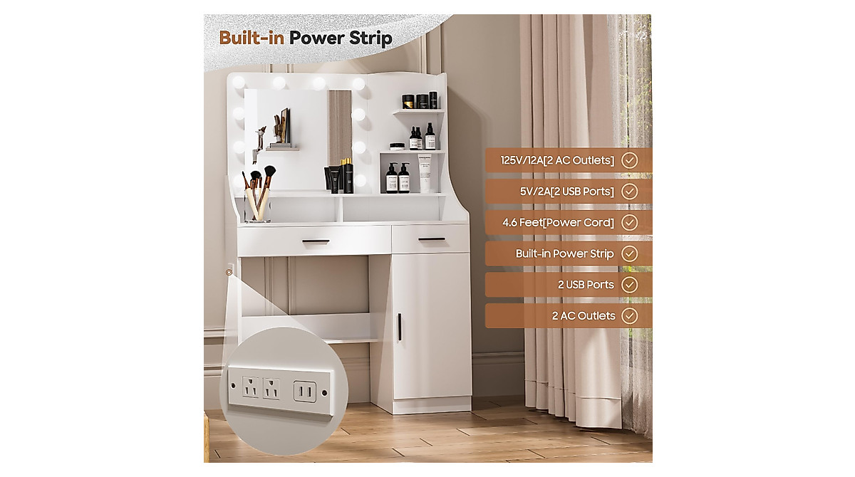 Dehado Vanity Desk: Stylish Makeup Table with Lights