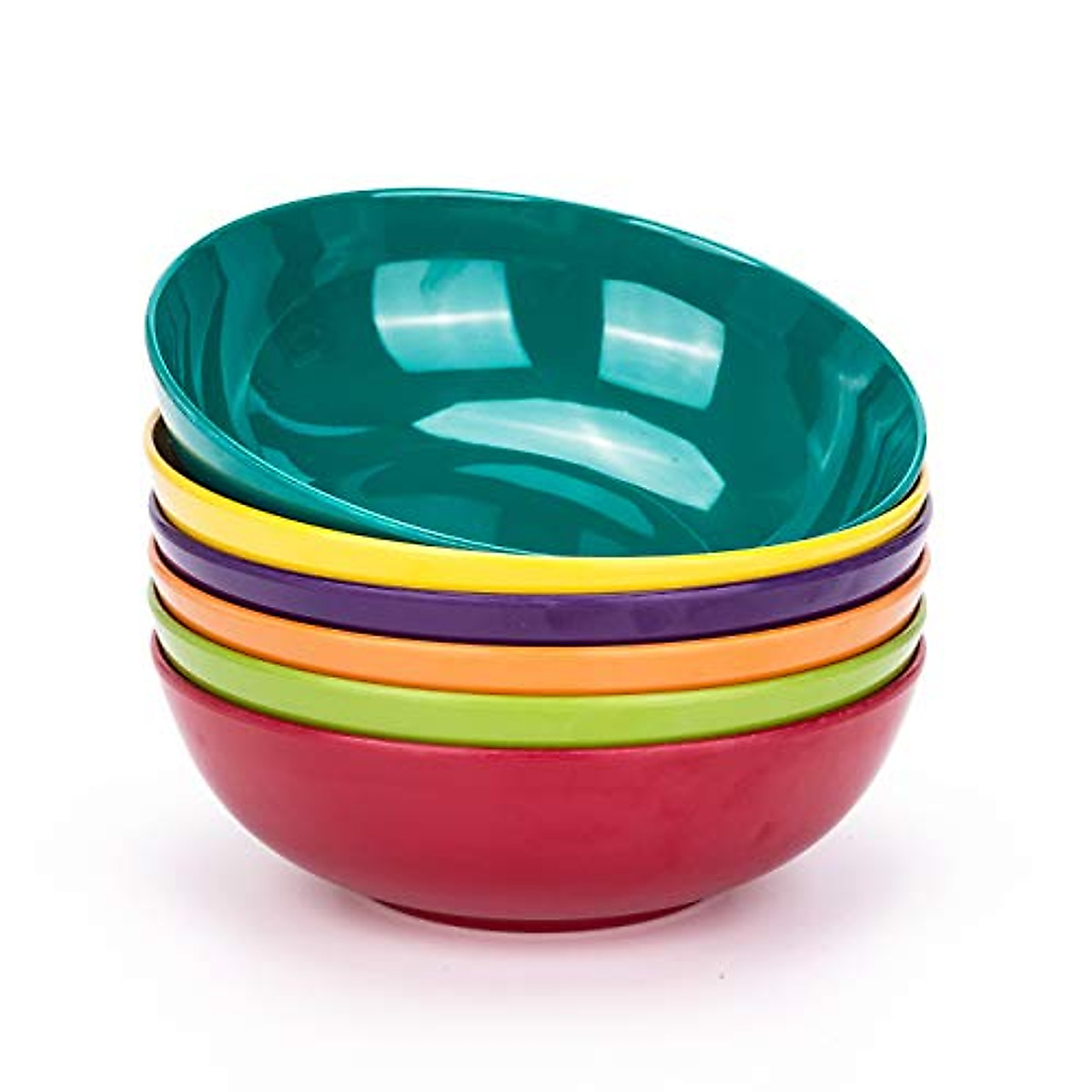 KOXIN-KARLU Melamine Bowls, 7.5-inch Pasta Bowls Salad Bowl, set of 6 in 6 Assorted Colors