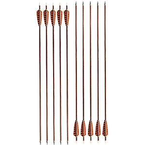 NIKA ARCHERY 30 inch Feather Carbon Arrows Wood Camo Shaft SP400 for Outdoor Target Hunting 12 pcs