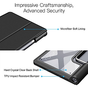 Fintie Hybrid Folio Case for Lenovo Yoga Tab 11 2021, Shockproof Cover with Clear Transparent Back Shell for Lenovo Yoga Tab 11 (YT-J706F) 11" Tablet, Black