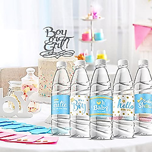80 Pieces Baby Shower Water Bottle Labels Shower Water Bottle Stickers Wrappers Waterproof Baby Shower Labels for Baby Shower Party Decoration (Blue Boy Style)